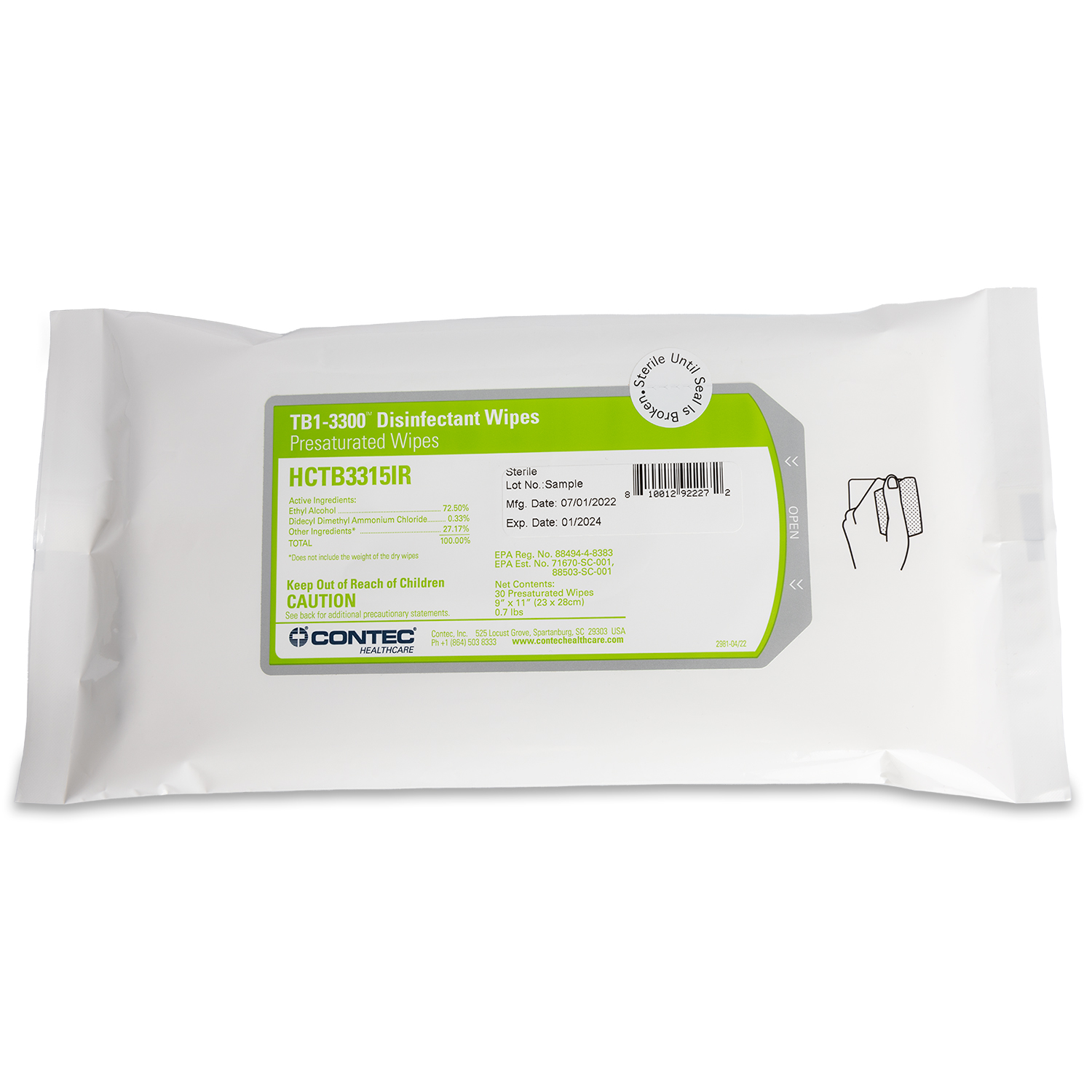 Contec® Healthcare TB1-3300™ Disinfectant Wipes